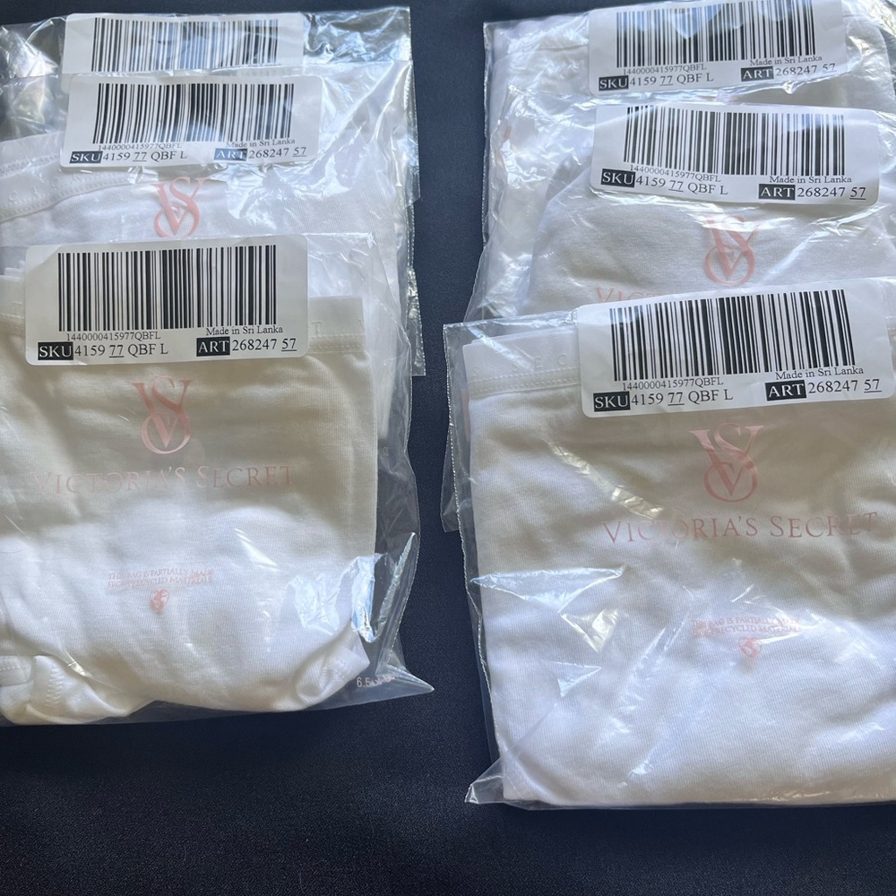 6 Packs Victoria's Secret White Cotton High Leg Brief… - Gem